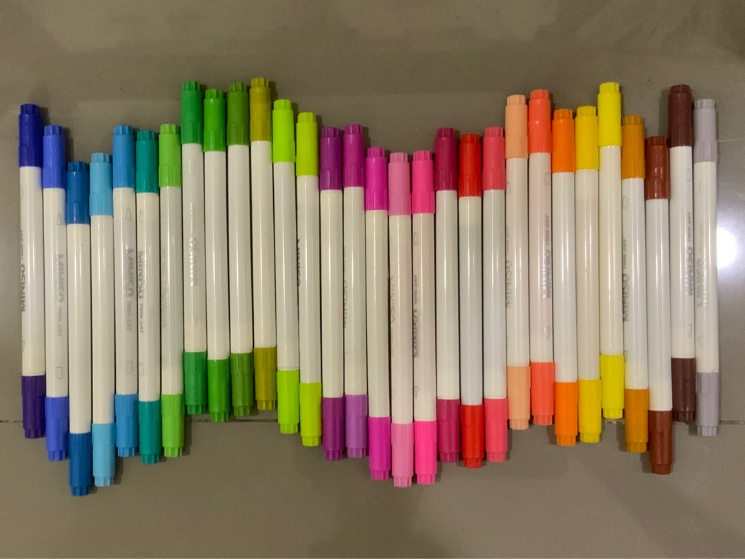 30 pcs Miniso Markers (Watercolor) Twin Art, Hobbies & Toys, Stationary ...
