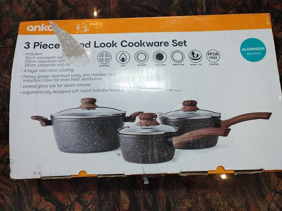 3-piece Anko Wood Look Cookware Set, Furniture & Home Living ...
