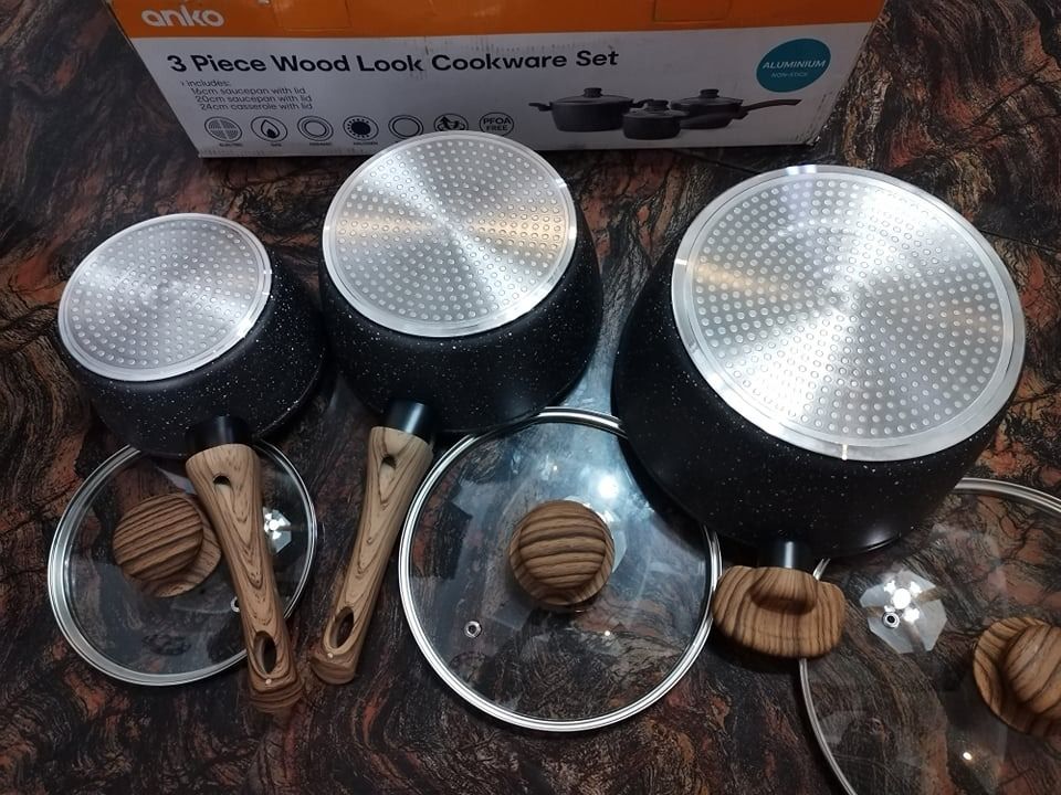 3-piece Anko Wood Look Cookware Set, Furniture & Home Living ...