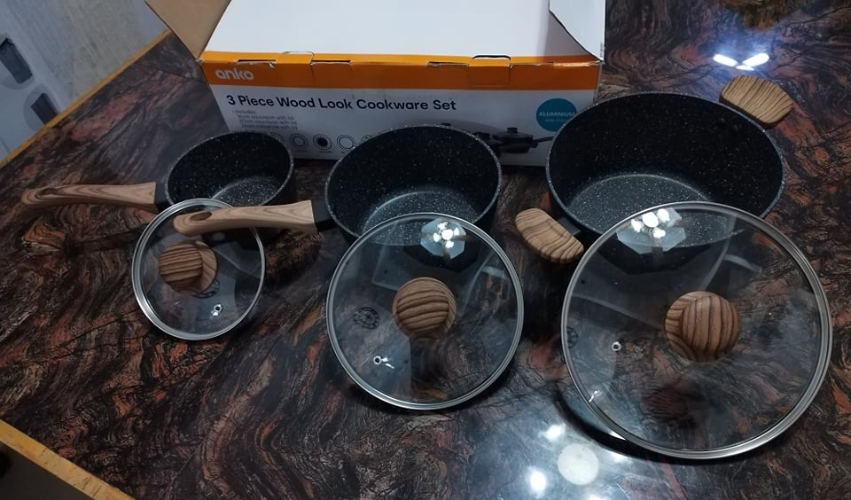 3-piece Anko Wood Look Cookware Set, Furniture & Home Living ...