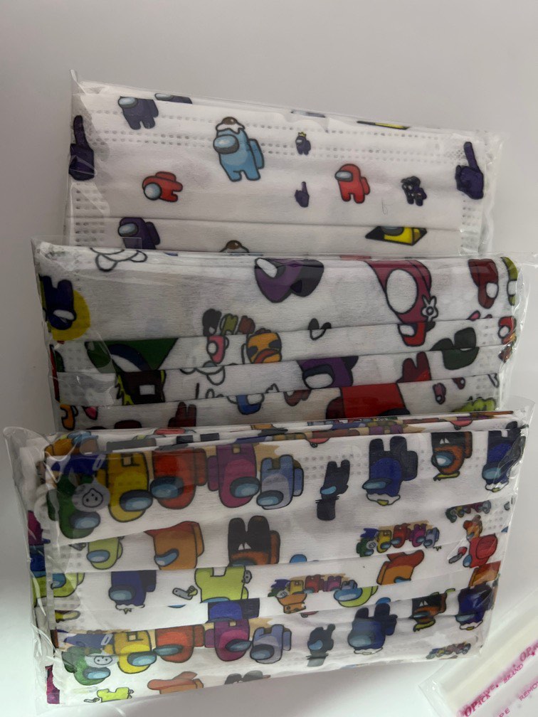 Among Us kids face mask, Health & Nutrition, Face Masks & Face Shields ...