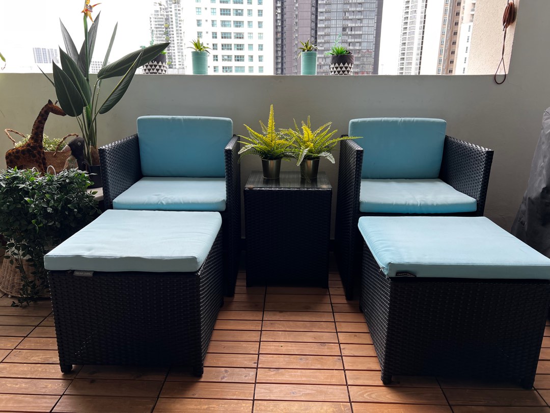 Outdoor furniture: Arena Living Splendor Armchair Set, Blue Cushions ...