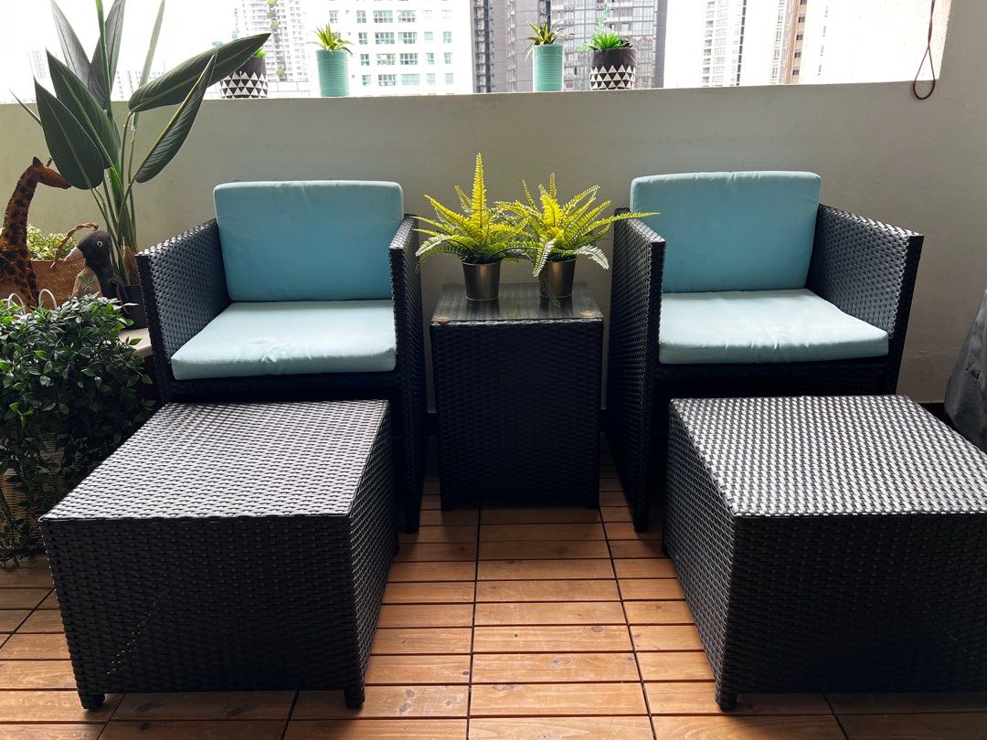 Outdoor furniture: Arena Living Splendor Armchair Set, Blue Cushions ...