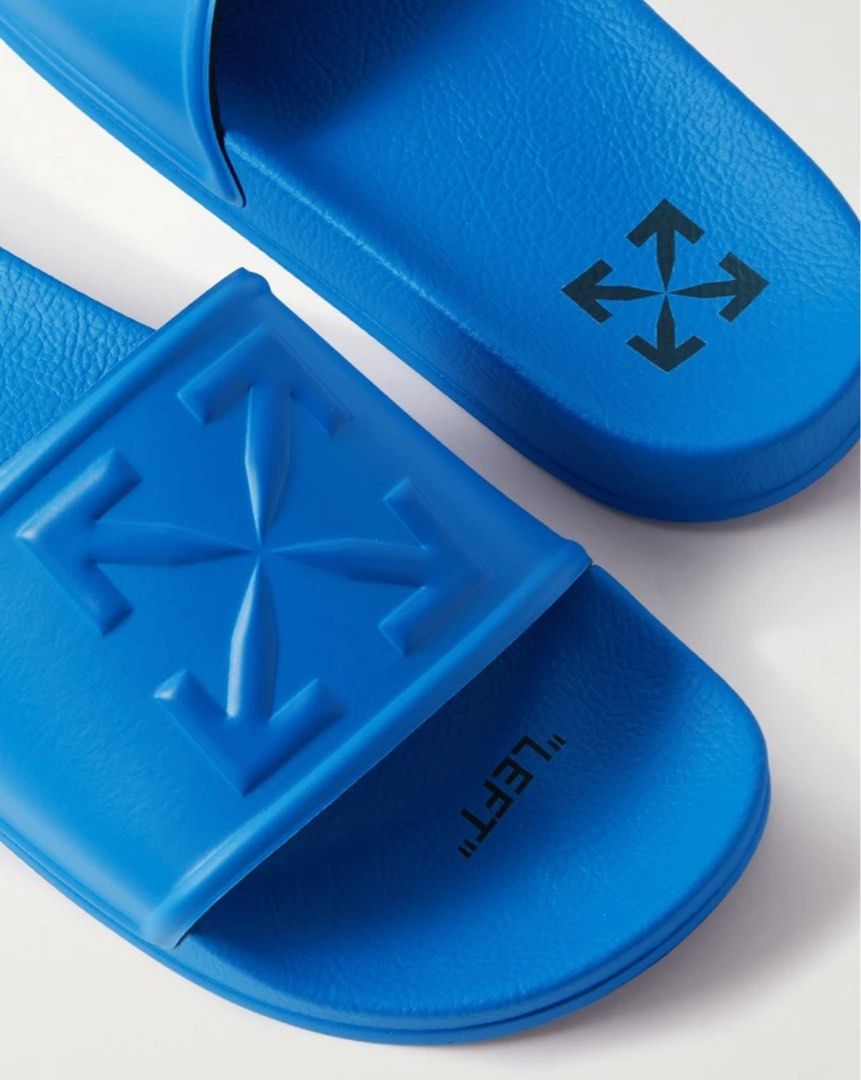 (AUTHENTIC) OFF WHITE BLUE SLIDES, Men's Fashion, Footwear, Flipflops ...