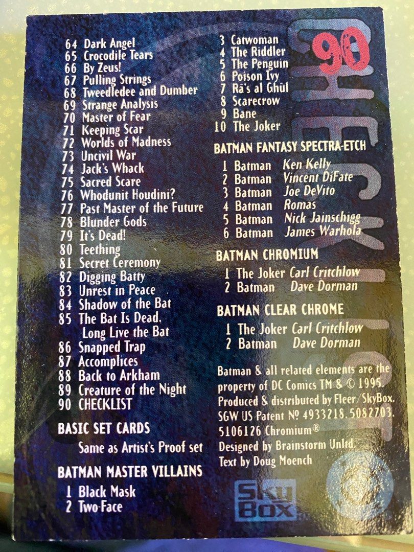 1996 Batman master series chase cards sets only, 興趣及遊戲, 書本 & 文具, 漫畫 ...