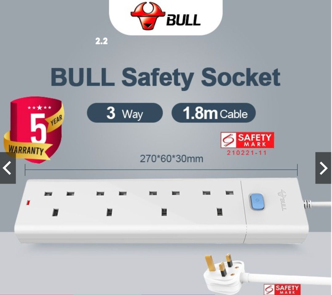 Bull Safety Socket 4in1 Way Extension Socket Outlet with Certified ...