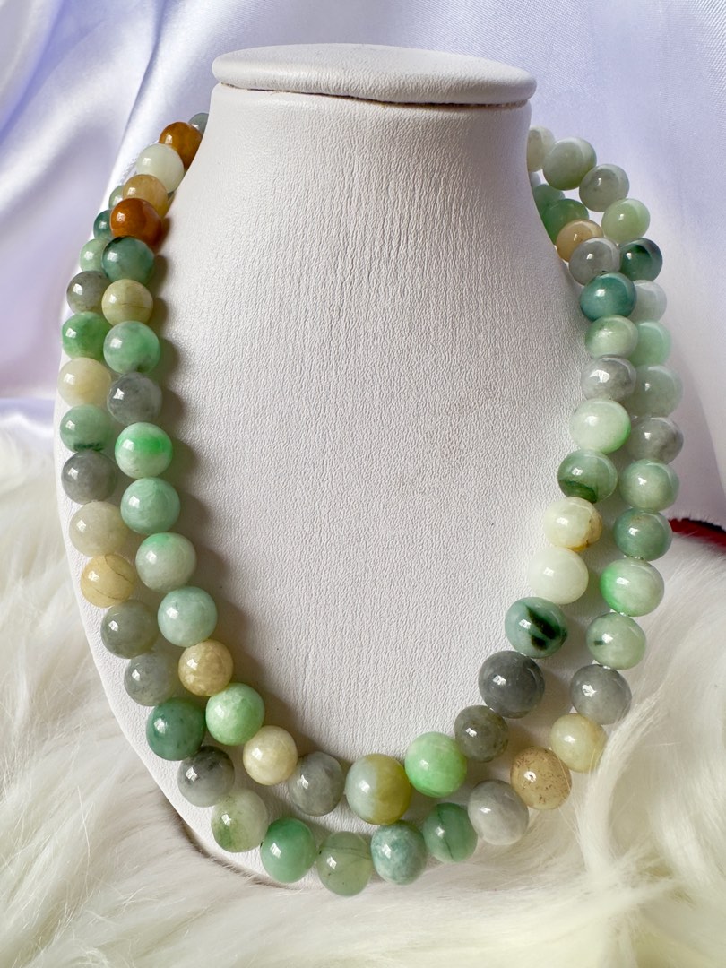 Burmese Jadeite Type A (Multi Color Jade) Bead Necklaces (8.5mm size ...