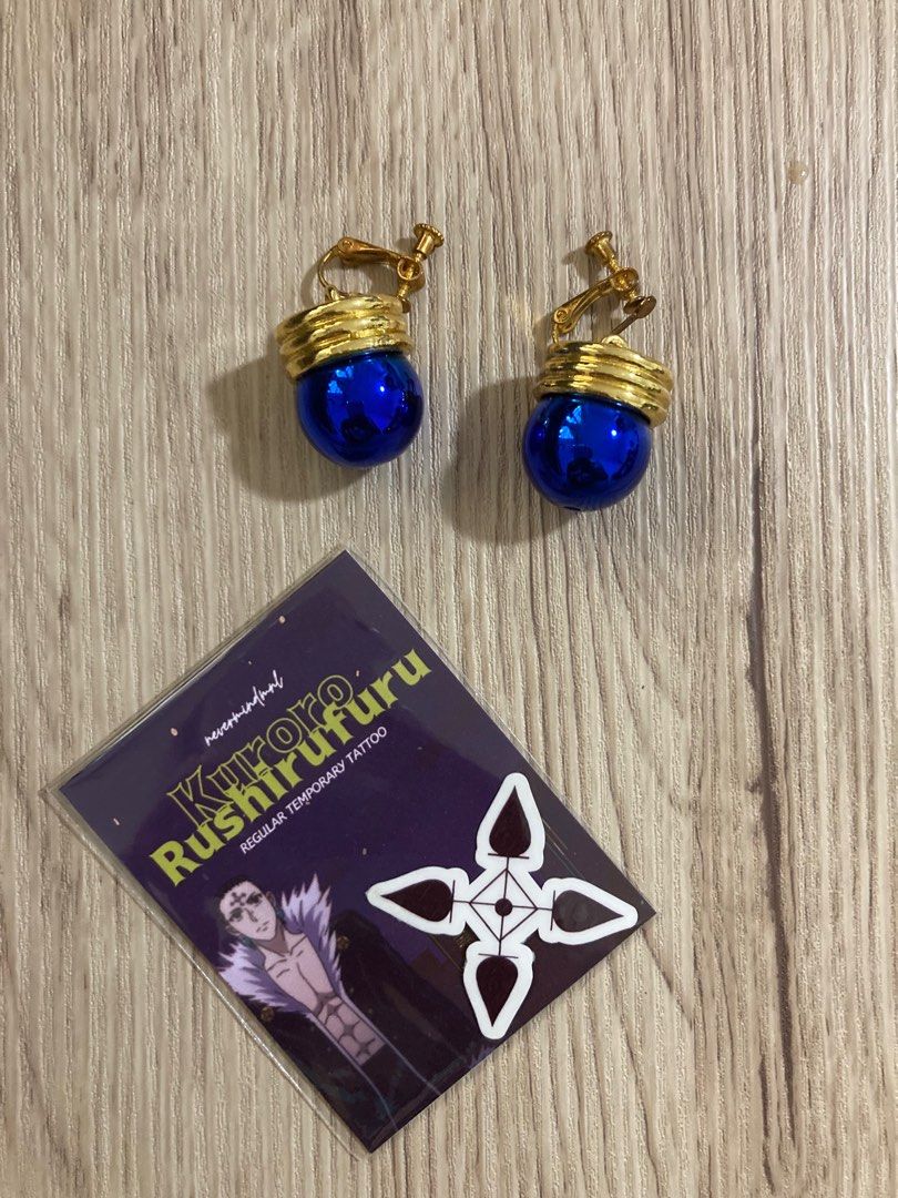 Cosplay - Chrollo earings plus temporary tattoo, Women's Fashion ...