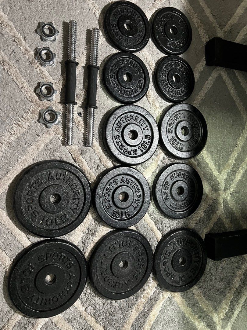 dumbbell set 100lbs with bench, Sports Equipment, Exercise & Fitness ...