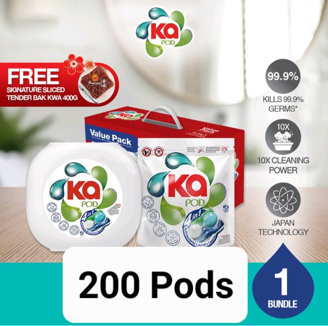 FREE BAKKWA & Delivery] Ka Laundry Capsule 200 pods, Furniture & Home ...