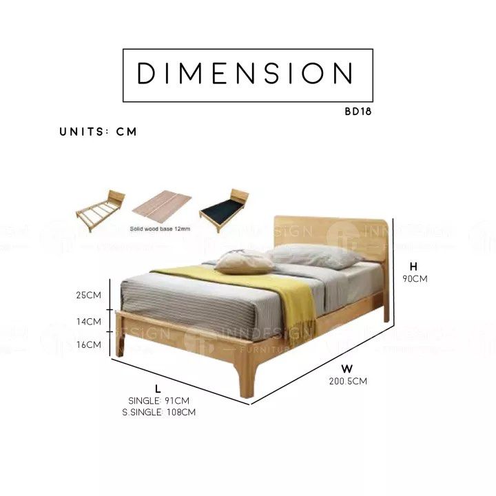Full solid wood frame bedframe, Furniture & Home Living, Furniture, Bed ...