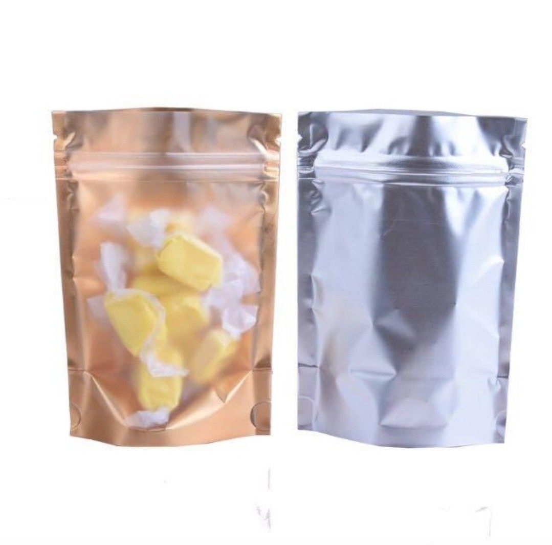 Gold Ziplock Cookie Bag Standing Resealable Food Packaging Pouch Door ...