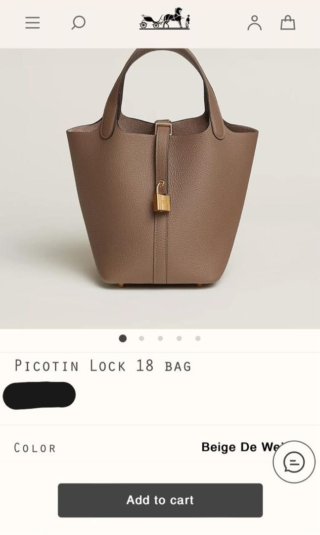 Hermes Picotin 18 Beige de Weimar in Gold hardware, Luxury, Bags ...
