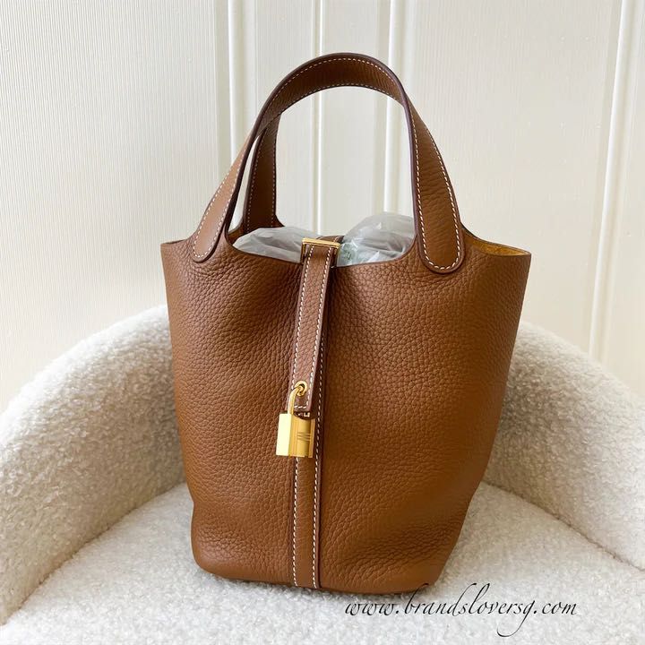 Hermes Picotin Lock 18 in Gold Clemence Leather GHW, Luxury, Bags ...