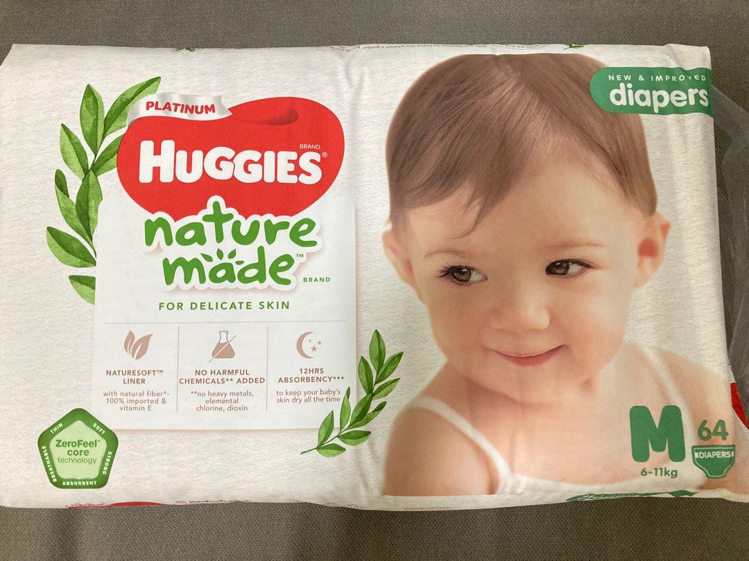Huggies Diapers M size (6-11kg, 64 diapers), Babies & Kids, Bathing & Changing, Diapers & Baby ...