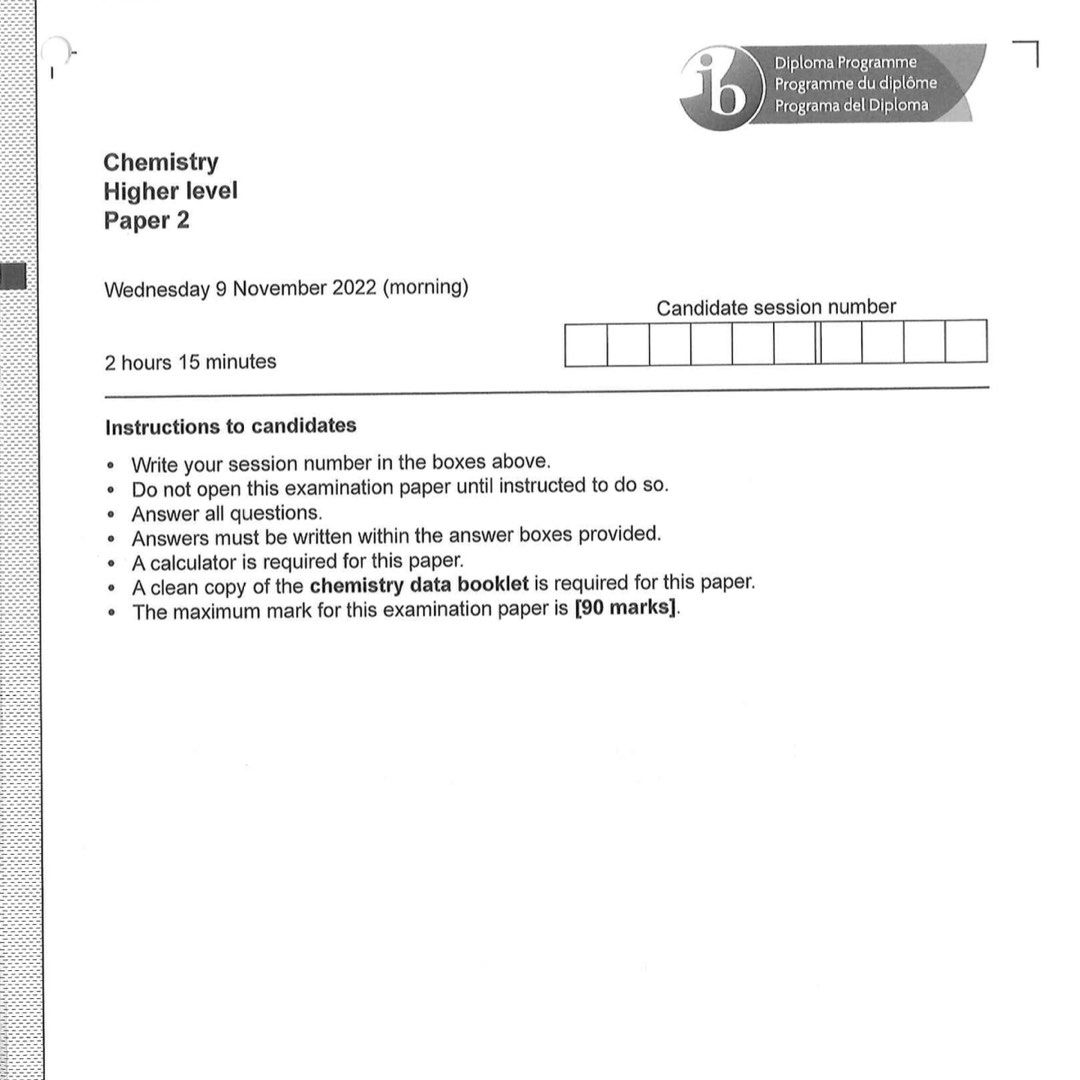 IB Nov 2022 HL & SL Chemistry Paper 1 & 2PDF, Hobbies & Toys, Books ...