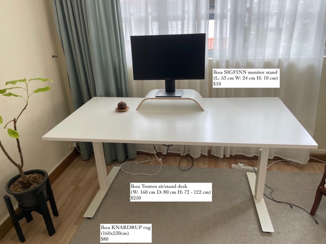Ikea Trotten sit/stand desk, Furniture & Home Living, Furniture, Tables ...