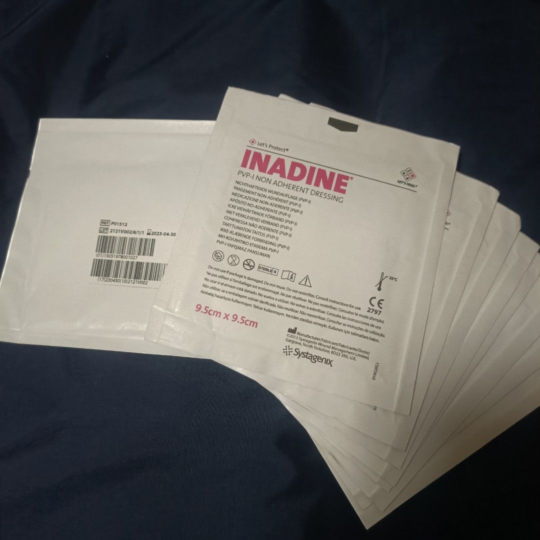Inadine 9.5cm X 9.5cm PVP NON ADHERENT DRESSING, Health & Nutrition ...