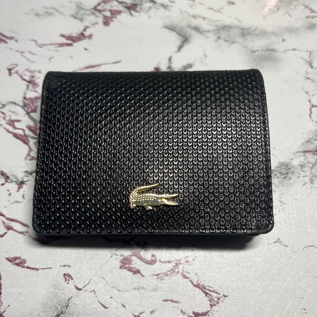 Lacoste Compact Double Purse Mini/Small Bifold Leather Wallet with Coin ...