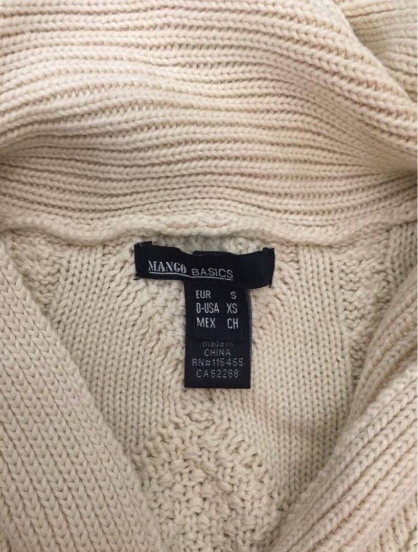 Mango Basics Knit Cardigan Cream, Women's Fashion, Coats, Jackets and ...