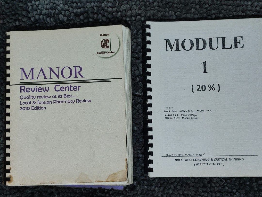 Manor Pharmacy Reviewer (Module 1-4) and Brex Final Coaching PLE 2018 (Module 1-6) SET, Hobbies ...