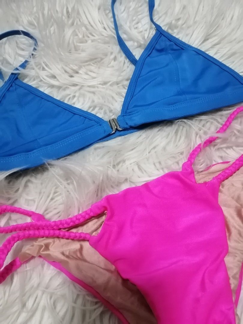 Mismatch Colorblock Triangle Bikini Two Piece, Women's Fashion ...