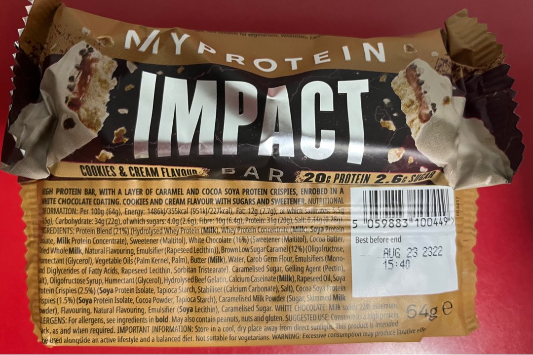 MyProtein Impact Protein Bar, Health & Nutrition, Health Supplements ...