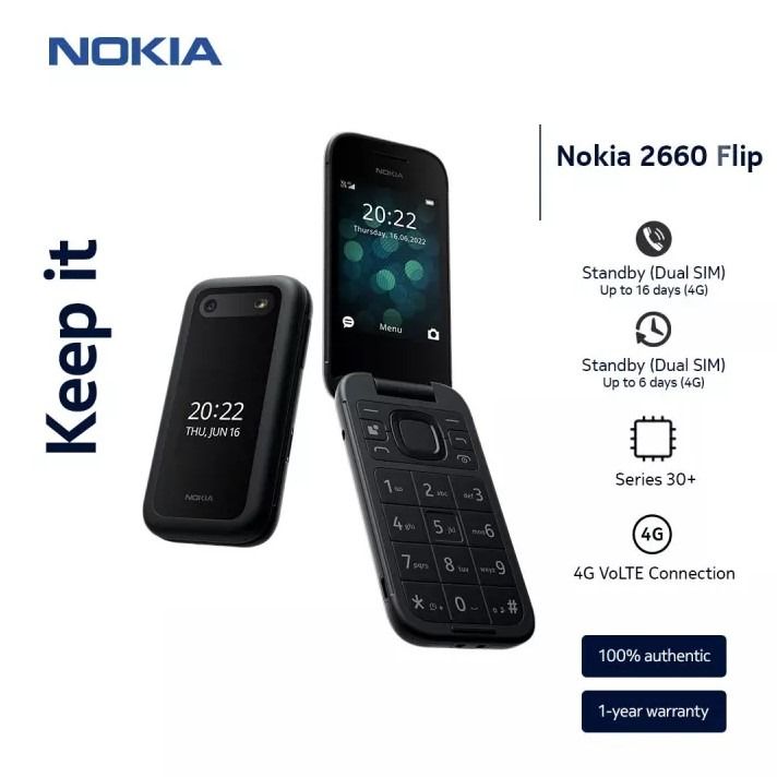 Nokia Flip 2660 2023 Flip Phones Nokia 2660 Flip ORIGINAL, Mobile ...