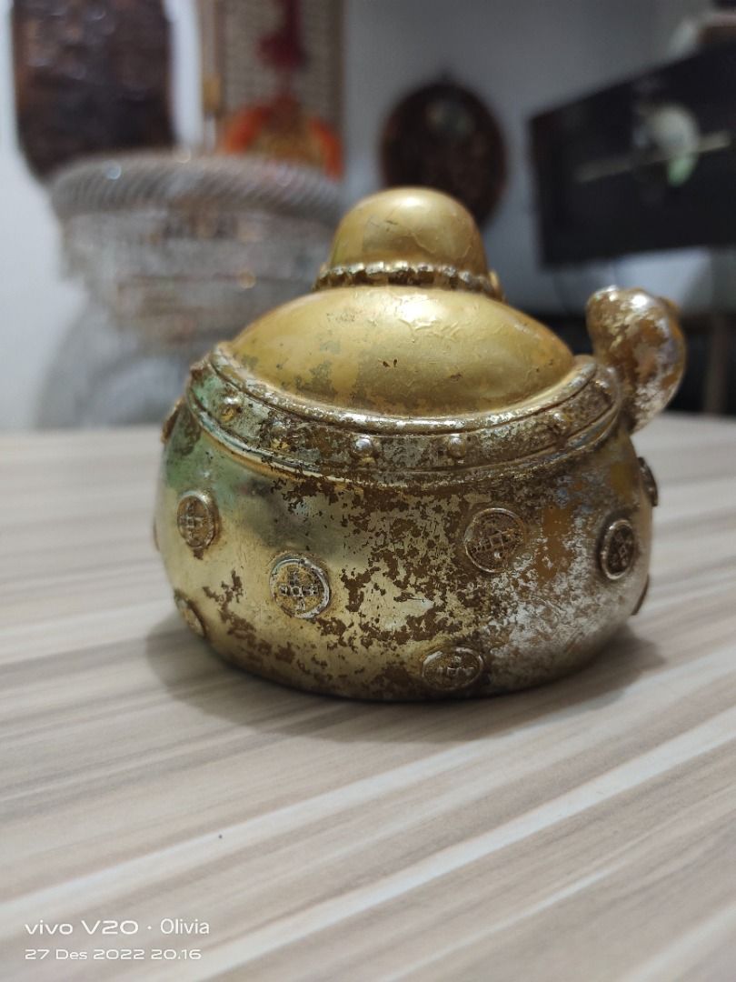 Patung Budha Julai Ketawa Fiber Kuno Jadul Antik, Antik, Pajangan di Carousell