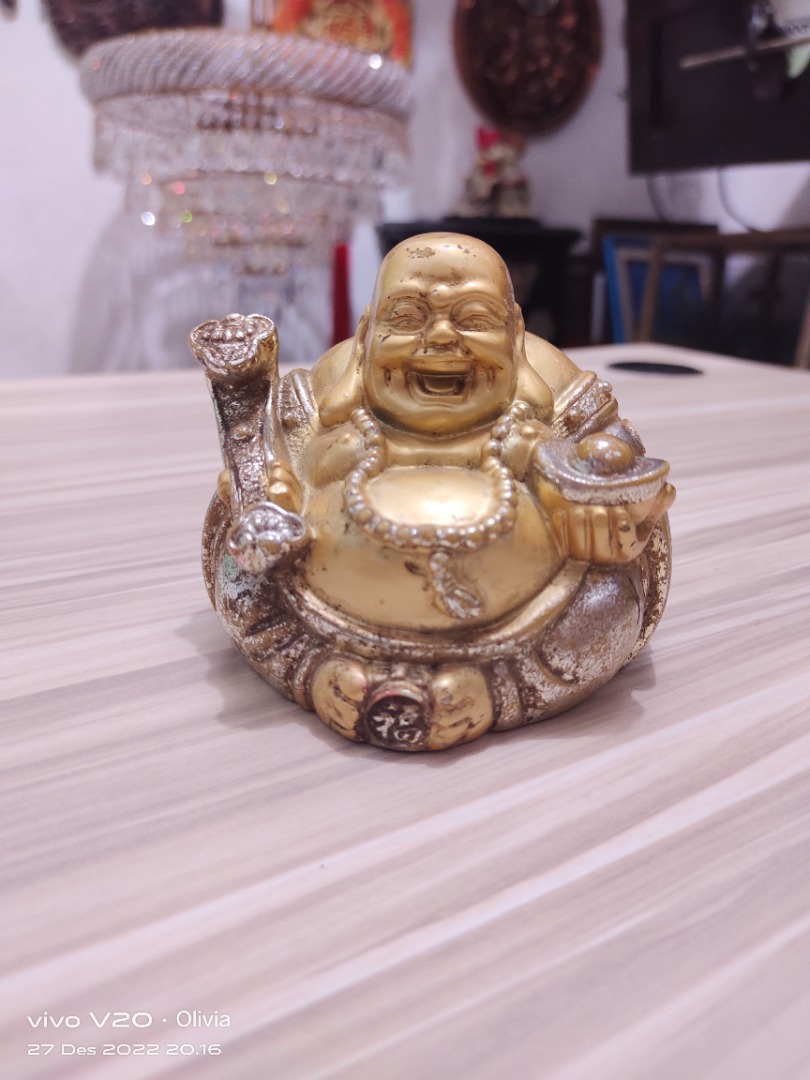 Patung Budha Julai Ketawa Fiber Kuno Jadul Antik, Antik, Pajangan di Carousell