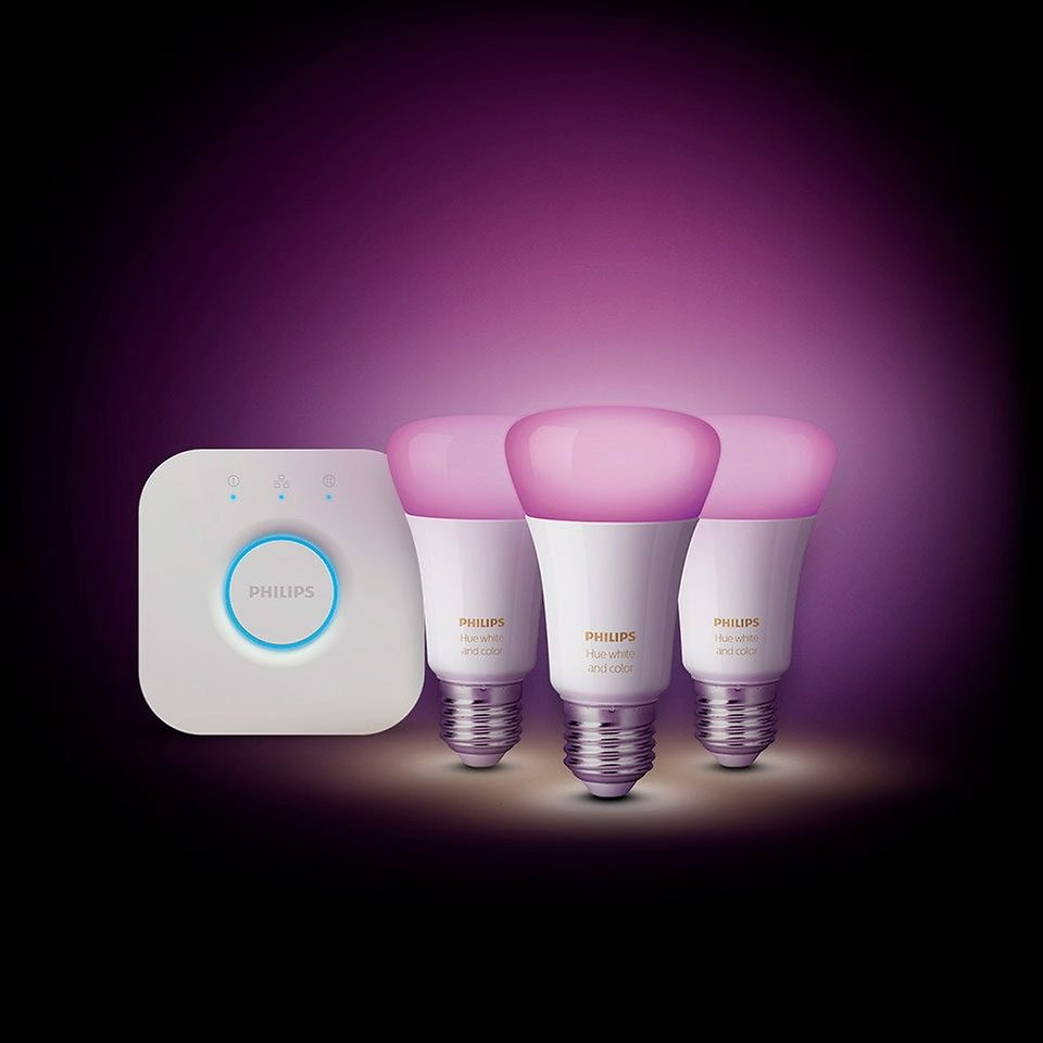 PHILIPS 飛利浦 HUE 彩光 ZIGBEE 藍牙 燈泡入門套裝E27 x 3 (11W) 2023 Edition , 傢俬＆家居 ...