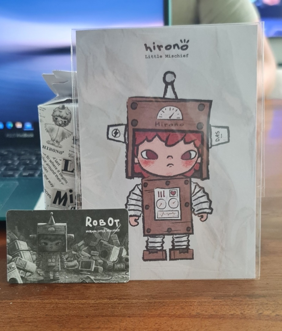 Popmart Hirono Little Mischief, Robot with post card, Hobbies & Toys ...