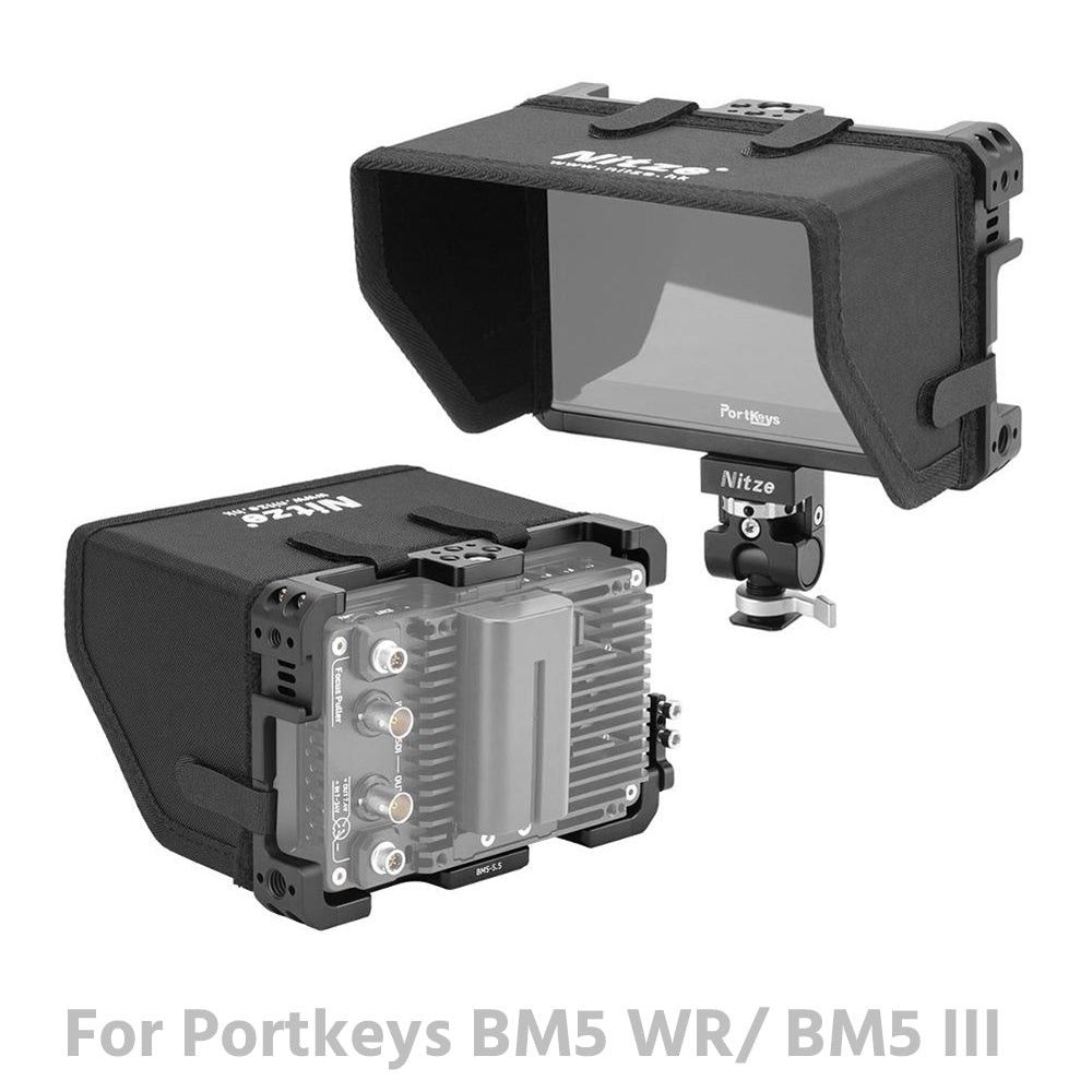 Portkeys BM5 iii on-camera monitor + Nitze cage and sunhood, Photography, Video Cameras on Carousell