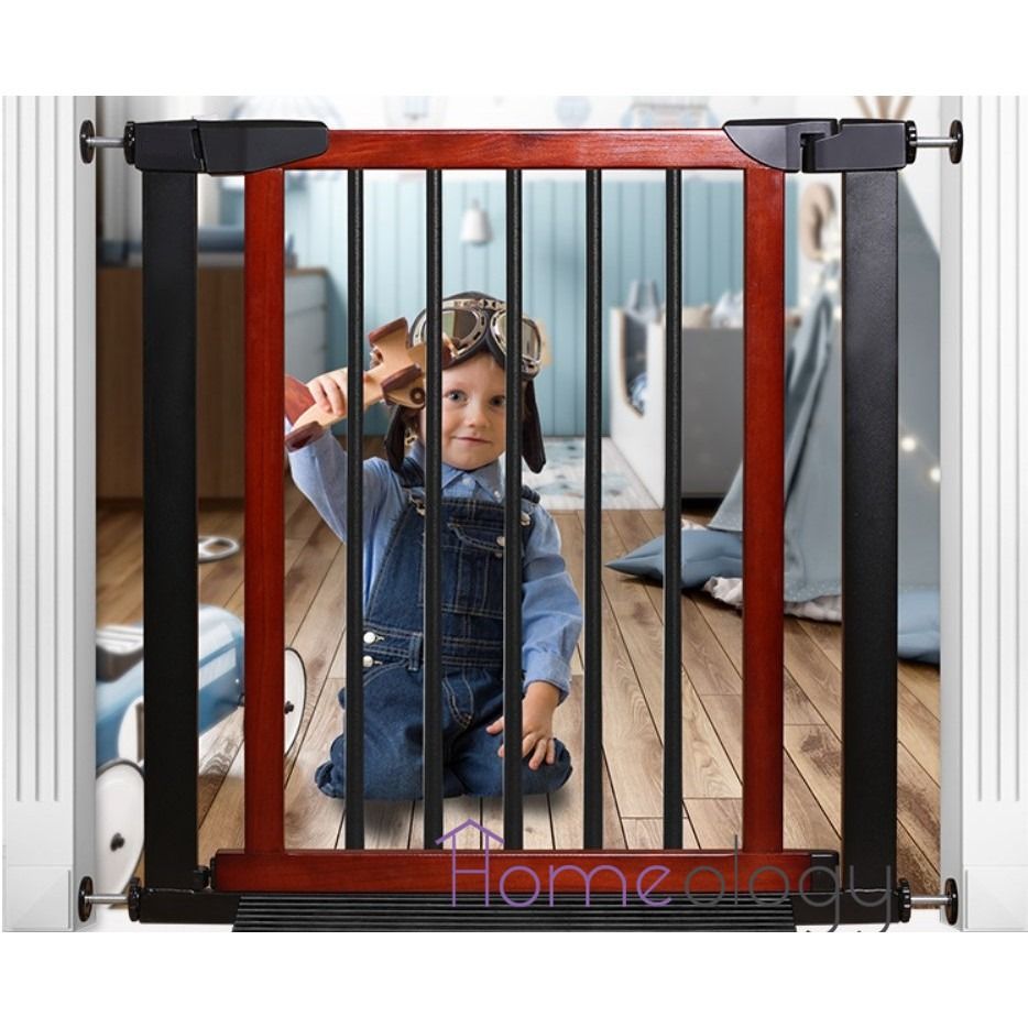 Premium Wood Safety Gate Baby Pet Safe Fence Wooden Fencing Two Way ...
