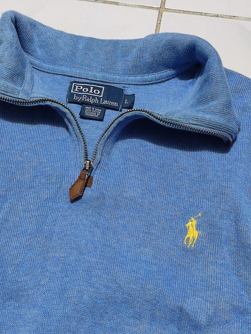 ralph lauren quarter zip "azure blue", Men's Fashion, Tops & Sets ...