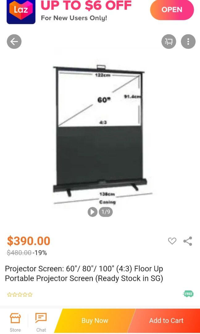 Screen Self standing for projector, Computers & Tech, Parts ...