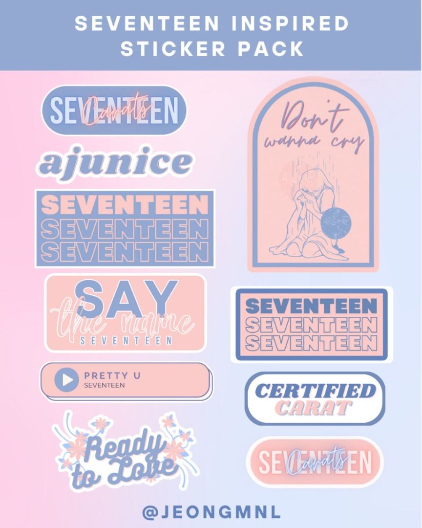 Seventeen Sticker Pack (10pcs stickers per pack), Hobbies & Toys ...