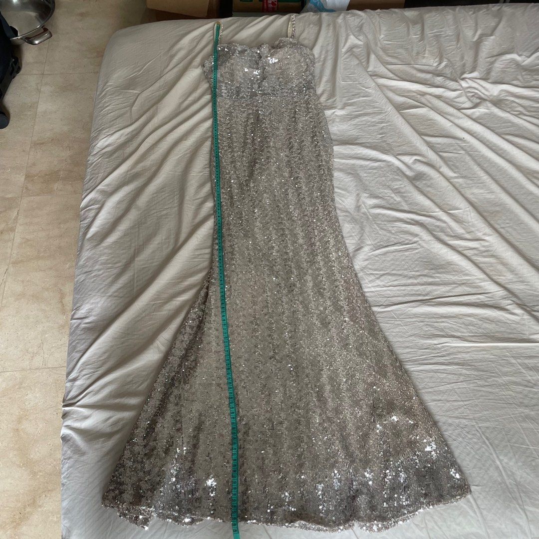 SILVER LONG DRESS / GAUN WANITA IMPORT / GAUN ACARA KONDANGAN ULANG ...