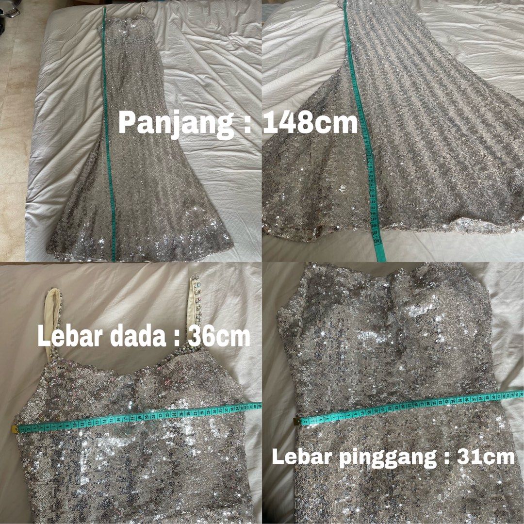 SILVER LONG DRESS / GAUN WANITA IMPORT / GAUN ACARA KONDANGAN ULANG ...