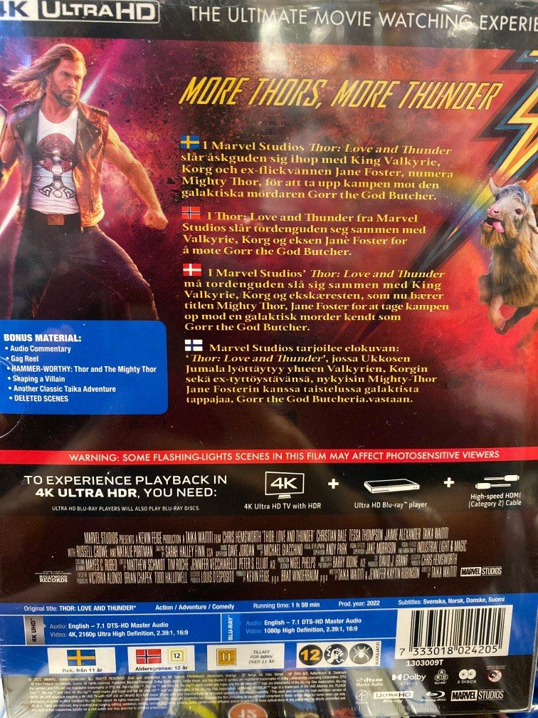 THOR: LOVE & THUNDER 4K BLU RAY STEELBOOK EDITION, Hobbies & Toys ...