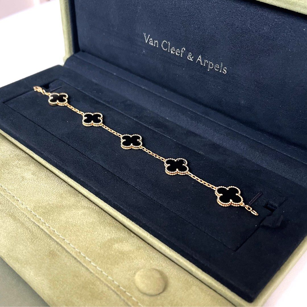 Van Cleef & Arpels VCA Alhambra Bracelet in Black Onyx, Luxury ...