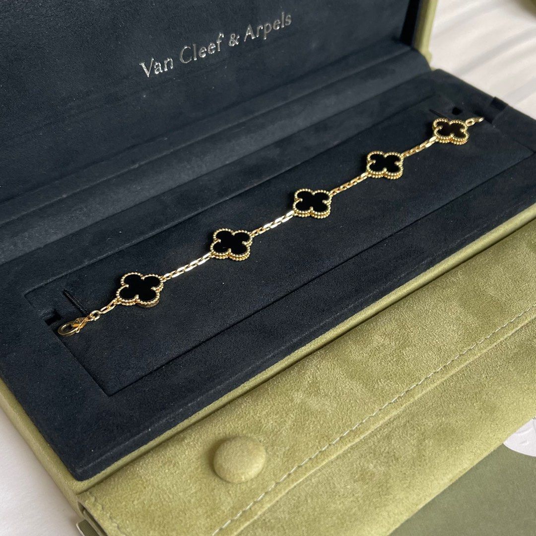 Van Cleef & Arpels VCA Alhambra Bracelet in Black Onyx, Luxury ...