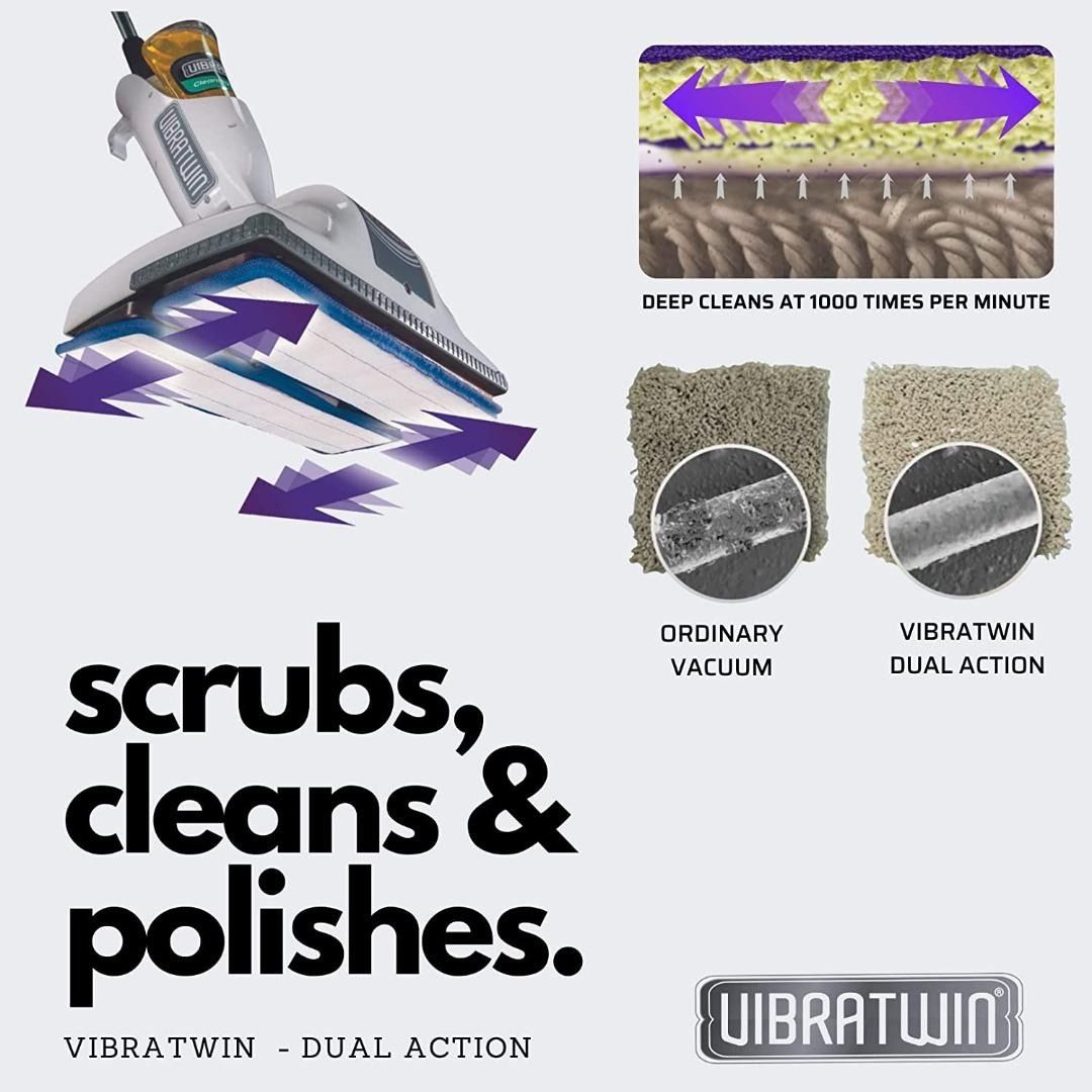 VIBRATWIN As Seen on TV Electric Dual Action Floor Polisher and Cleaner Machine with Pads for ...