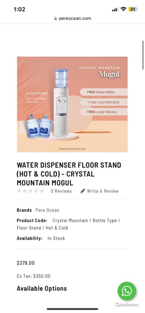 Water Dispenser Crystal Mountain Ocean, TV & Home Appliances, Kitchen ...