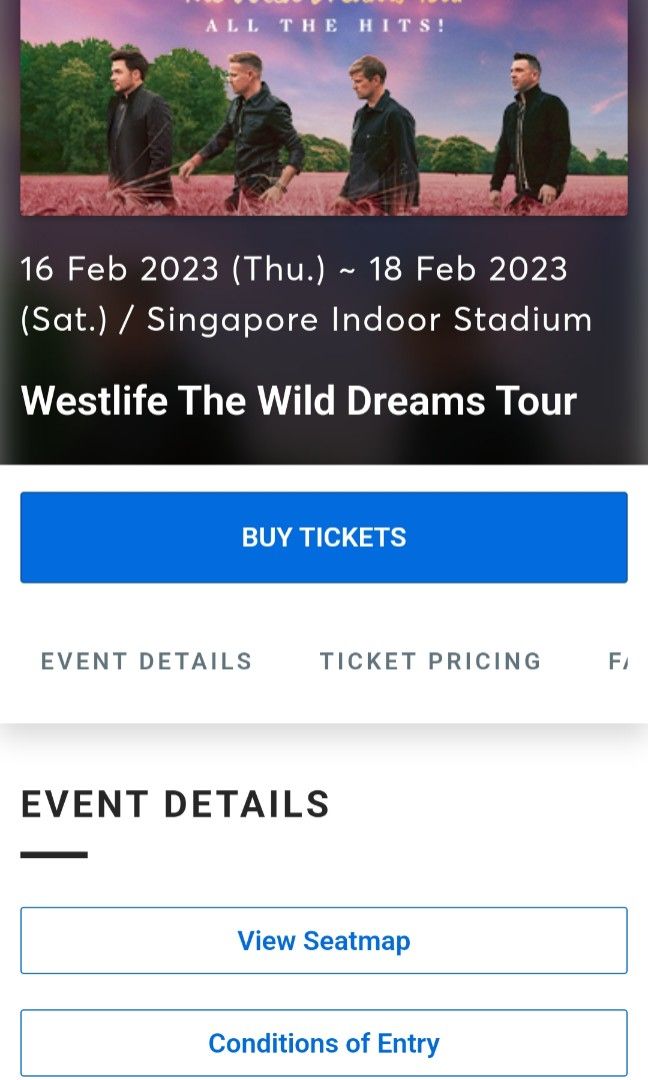 Westlife the Wild Dreams Tour, Tickets & Vouchers, Event Tickets on ...