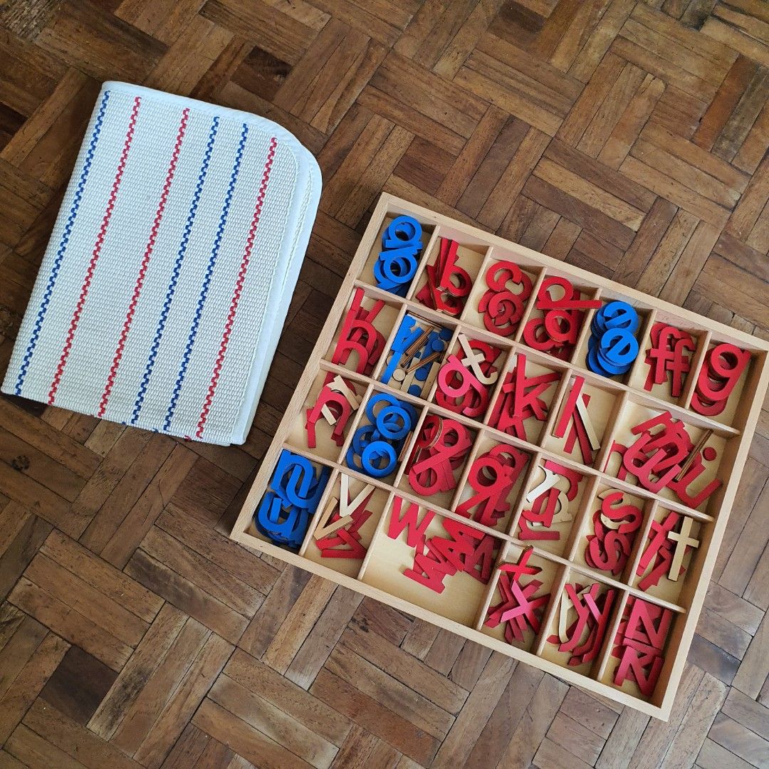 Wooden Montessori Movable Alphabet with Mat, Hobbies & Toys, Stationary ...