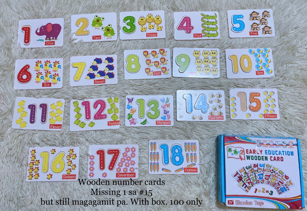 Wooden number cards, Hobbies & Toys, Toys & Games on Carousell