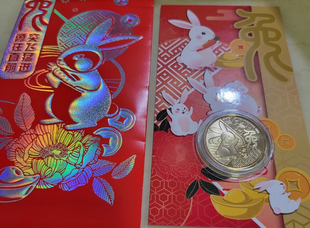 Year of rabbit Singapore mint medalion coin, Hobbies & Toys ...