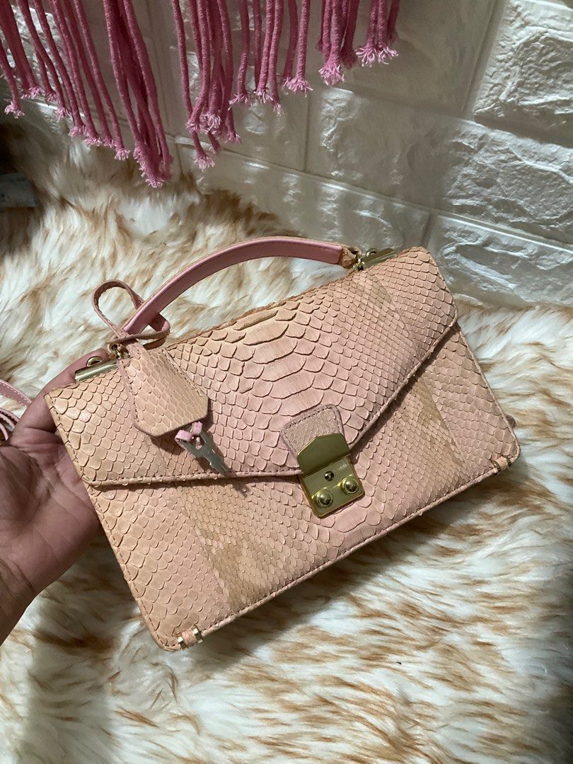 Zarmoi snake skin sling/handbag in baby pink, Women's Fashion, Bags ...