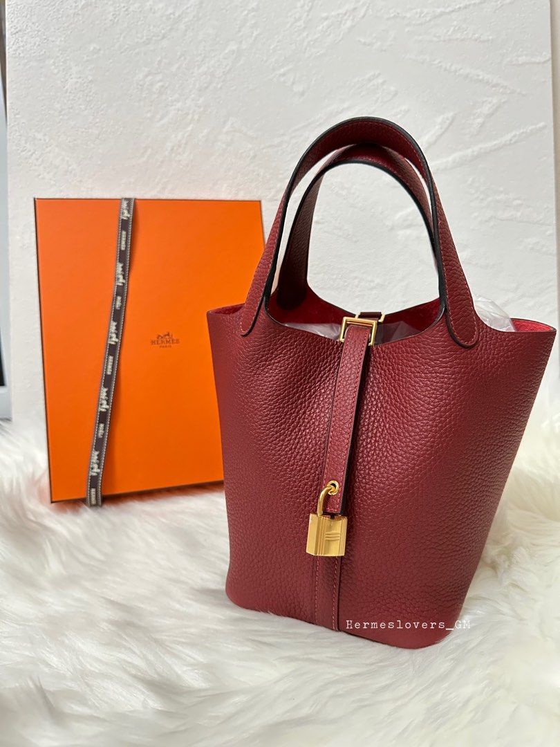 全新香港現貨 Hermes Picotin 18 rouge h 愛馬仕紅 金扣 stamp U TC, 名牌, 手袋及銀包 - Carousell